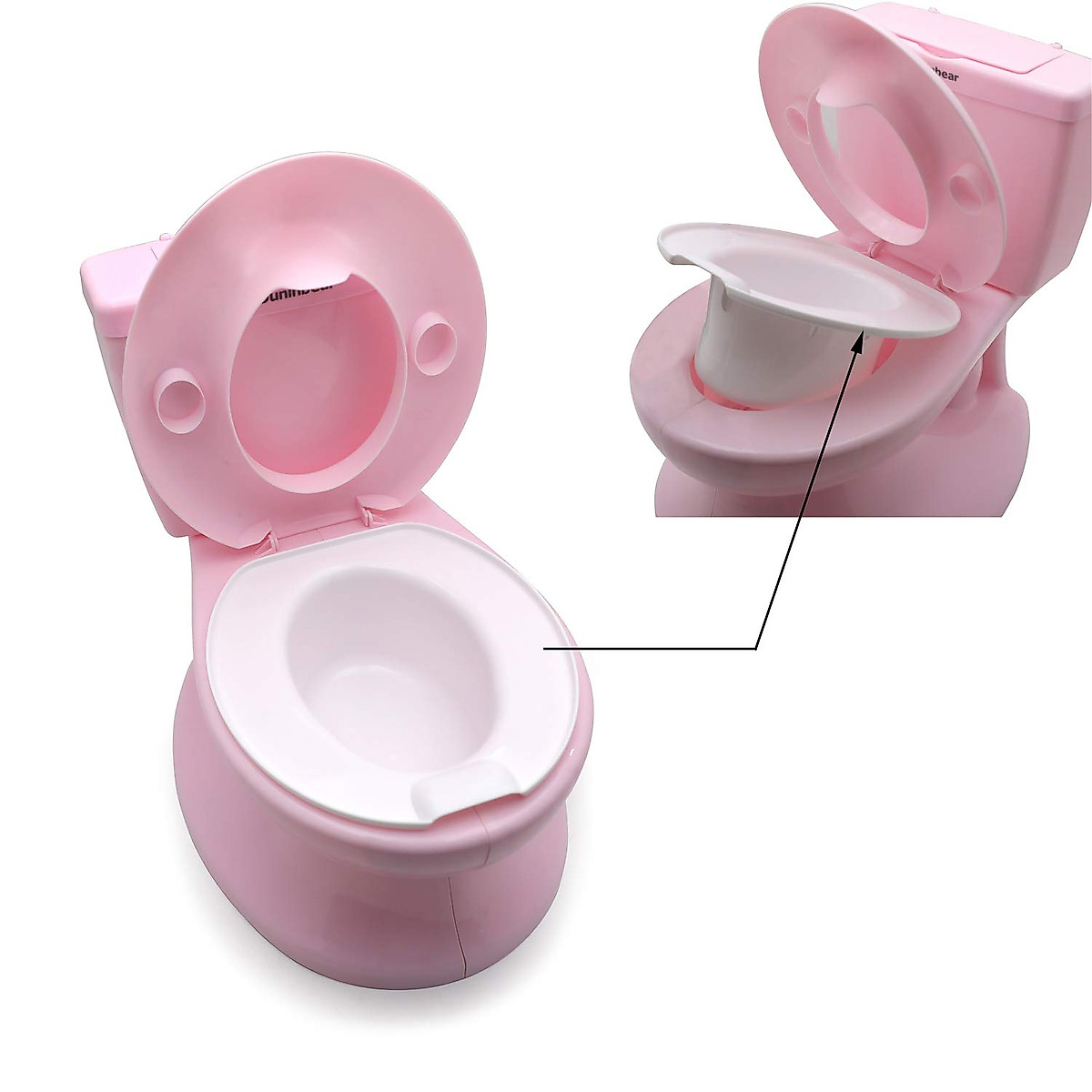 HTTMT- Classic Portable Pink Realistic Toddler Potty Training Toilet w/Flushing Sound Baby Chair Seat Kid [P/N: ET-BABY004-PINK]