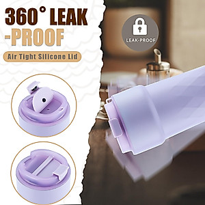 Travel Coffee Mug Spill Proof 16oz, Insulated Coffee Mug to Go, Thermo Hot Coffee Tumbler, Reusable Coffee Travel Mug with Seal Lid, Vacuum Stainless Steel Coffee Cups for Hot/Ice Coffee Tea (Purple)