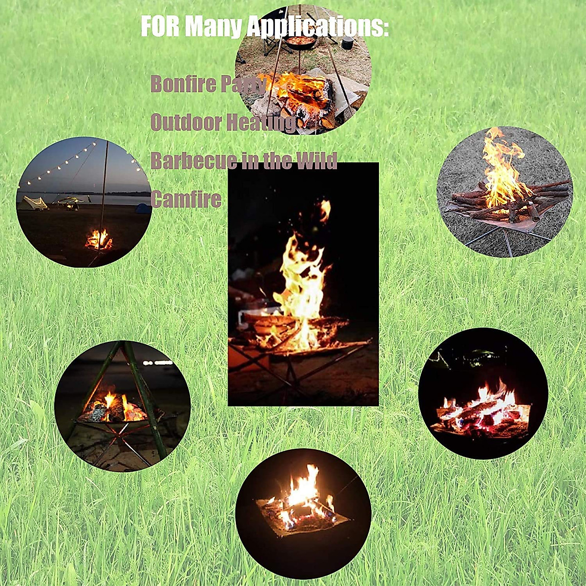 Finderomend Portable Fire Pit for Camping 22 Inch Mesh Collapsible Folding Fire Pit with Stainless Steel for Campfire, Outdoor, Camping and Travel- Include Carry Bag