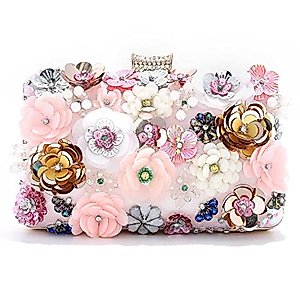 Yokawe Clutch Purses for Women Wedding Flower Evening Bag Floral Party Prom Bride Handbags