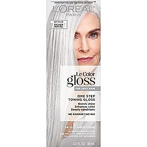 L’Oréal Paris Le Color Gloss One Step Toning Gloss, In-Shower Hair Toner with Deep Conditioning Treatment Formula for Gray Hair, Silver White, 1 Kit, 32.626 cubic_inches