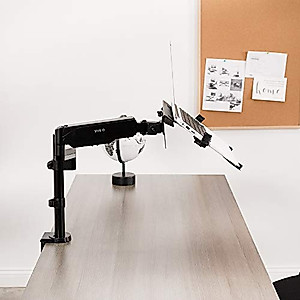 VIVO Universal Adjustable 10 to 15.6 inch Laptop Holder Desk Mount, Single Pneumatic Arm VESA Notebook Stand with C-clamp and Grommet Options, Black, STAND-V101L
