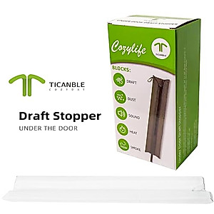 Ticanble Door Draft Stopper, Adjustable Length 24" to 38",Bold Diameter 2", Energy Saving, Dust Proof, Soundproofing, Weather Stripping Reusable Door Sweeps, Machine Washable, White