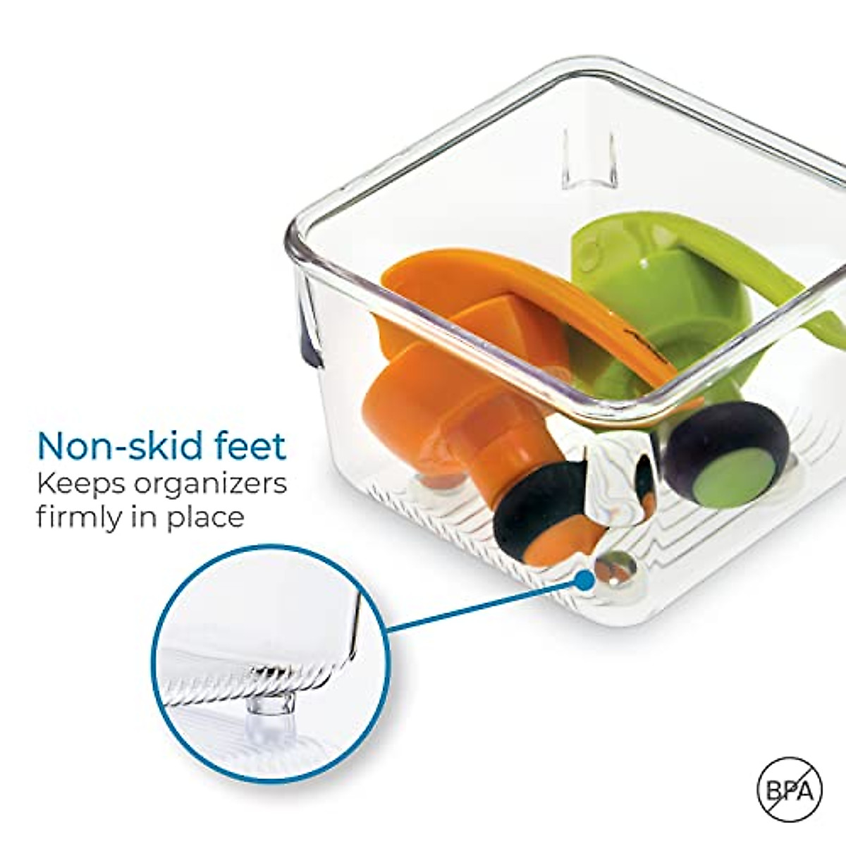 iDesign Plastic Drawer Organizer for Bathroom, Vanity, Kitchen Drawers, The Linus Collection – Set of 2, 3" x 3" x 2", Clear