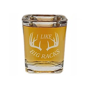 Rogue River Tactical Square Funny Hunting Shot Glass I Like Big Racks Gift For Hunter Gag Gift For Dad Father's Day