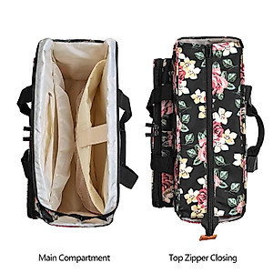 Yarwo Embroidery Project Bag, Embroidery Kits Storage Bag with Multiple Pockets for Embroidery Hoops (Up to 11.2"), Embroidery Floss or Other Embroidery Supplies, Black Peony (Bag Only)