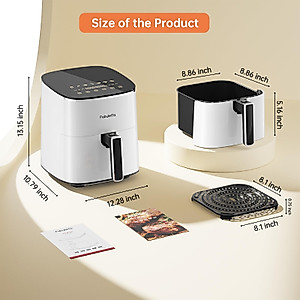 FABULETTA Air Fryer 6QT, 11-in-1 Large Air Fryers, 450F Max Crisp, Nonstick Basket, Diswasher Safe, Shake Reminder for Roast, Bake, Dry, Reheat, Frozen, Broil, Proof-White