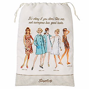 Simplicity Vintage Retro Sewing Pattern Artwork Hamper Laundry Bag, 19" W x 29.5" L, Multicolor