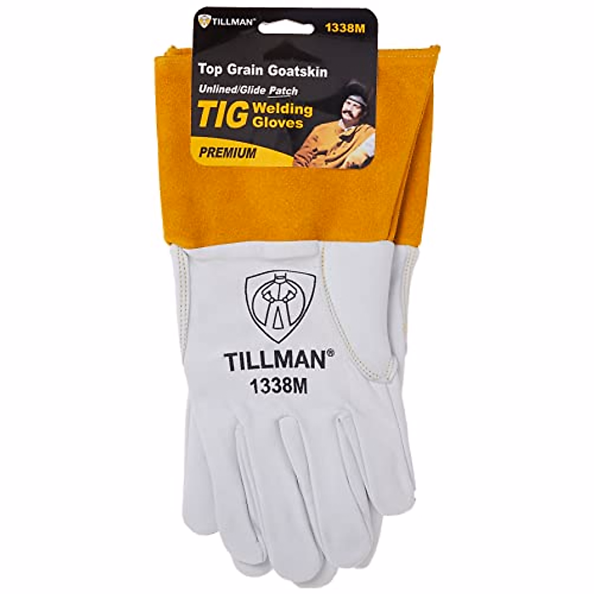 1338M Goatskin Tig Glove4 Cuff-Cd Medium by Tillman (1338 - MEDIUM), White