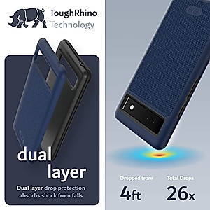 TUDIA DualShield Grip Designed for Google Pixel 6a Case (2022), [MergeGrip] Shockproof Military Grade Dual Layer Slim Raised Edge Protection for Pixel 6a - Indigo Blue
