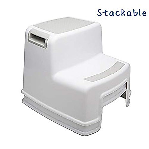 2 Step Stool for Kids(1 Pack, Drak Pink) - Toddler Step Stools for Toilet Potty Training, Bathroom and Kitchen - Slip Resistant Soft Grip for Safety, Stackable