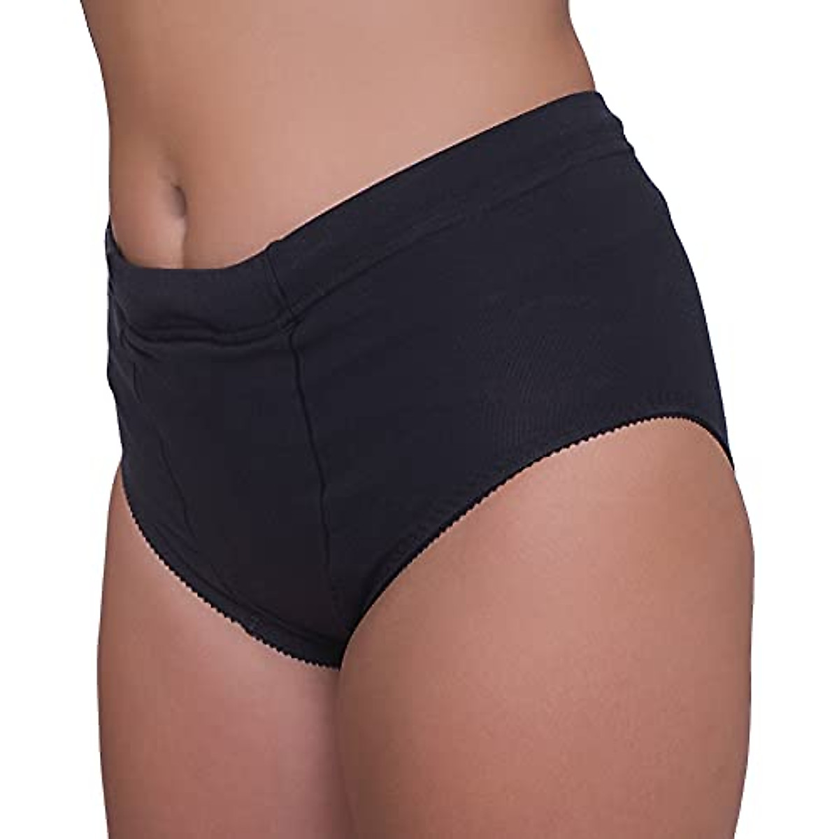 Underworks Vulvar Varicosity and Prolapse Support Brief with Groin Compression Bands and Hot/Cold Therapy Gel Pad - Black - 2x