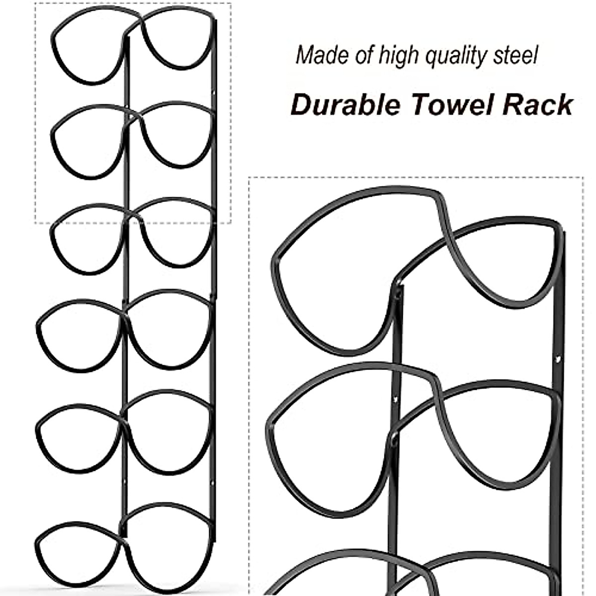 CANYAVE Towel Racks for Bathroom, Towel Rack Wall Mounted Bathroom Towel Holder, Towel Storage for Rolled Bath Shower Hand Towel, 3 Levels x 2pcs (Black)