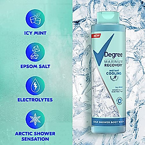 Degree Body Wash and Soak Post-Workout Recovery Skincare Routine ICY Mint + Epsom Salt + Electrolytes Bath and Body Product 22 oz 4 Count