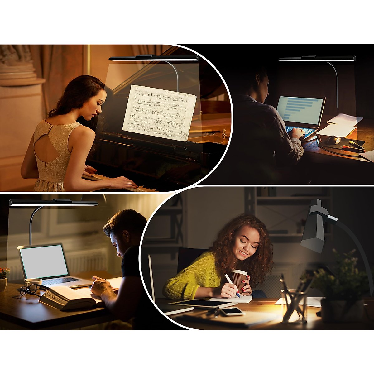 litren Clip On Desk Lamps for Office Home Desk Lights with Clamp with 3 Light Modes,10 Brightness 10W USB Adapter Adjustable LED Clamp Light for Computer Desktop Workbench Monitor Lamp