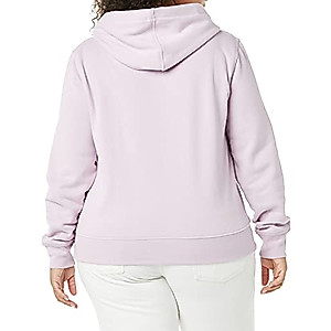 Amazon Essentials Women's Classic-Fit Long-Sleeve Open V-Neck Hooded Sweatshirt, Lilac, X-Large