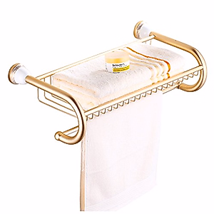 OMOONS European-Style Aluminum-Magnesium Alloy Towel Rack Wall Mounted Bathroom Fittings Towel Shelf/Gold