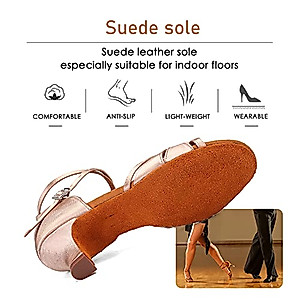 VCIXXVCE Women's Ballroom Latin Dance Shoes Silk Satin Open Toe Tango Salsa Dance Heels Professional Practice Performance Dancing Shoes 2 inch heel,5 US