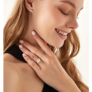 TIGRADE 2.5CT Engagement Ring for Women Princess Cut Cubic Zirconia Promise Ring 14K Gold Plated CZ Eternity Wedding Band Size 4-10,Gold, Size 6.5