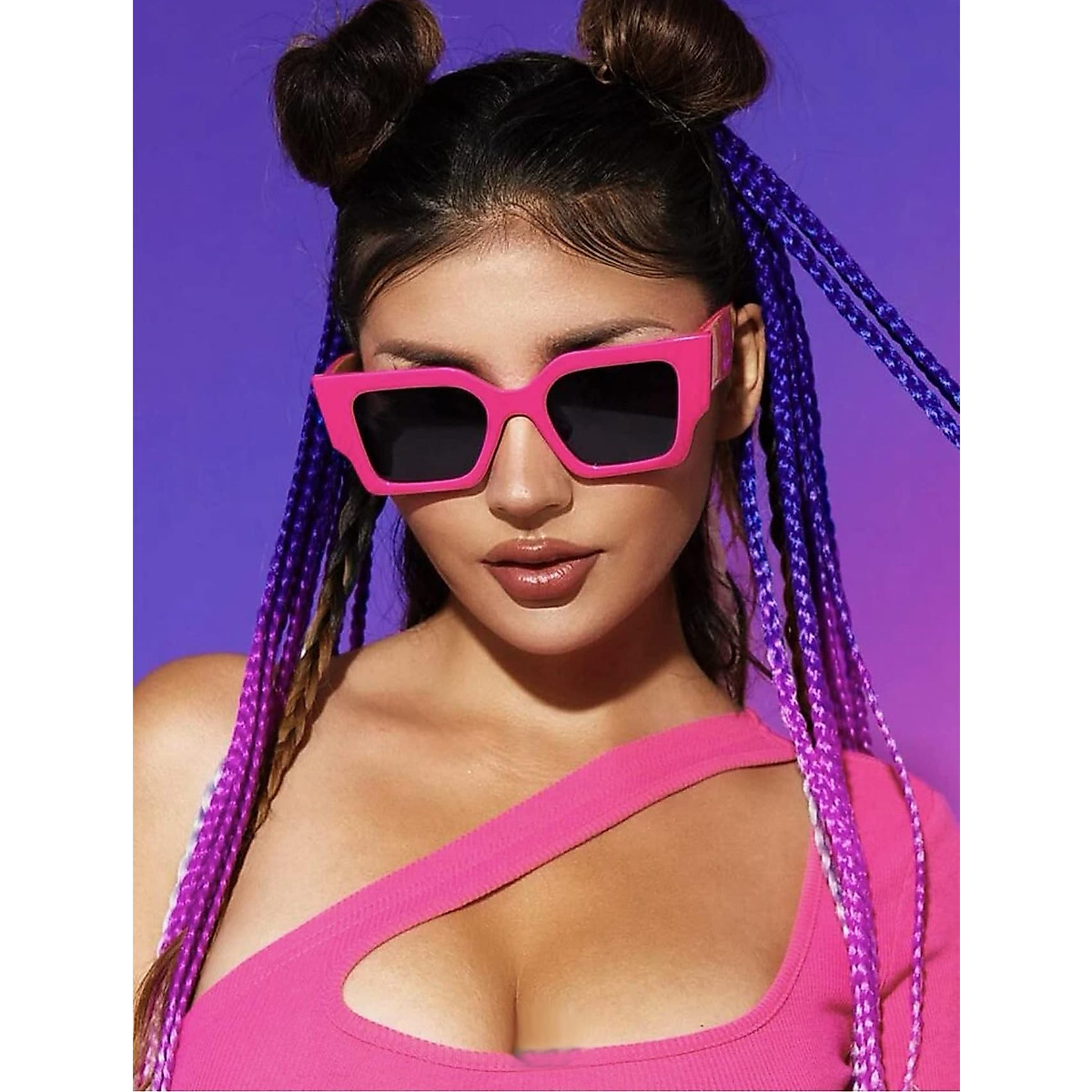 SORVINO Trendy Square Sunglasses for Women Ladies Square Oversized Frame Sun Glasses Hot Pink Black Sunnies