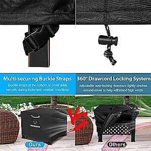 QH.HOME Fire Pit Cover Square 900D Strong Tear Resistant - 100% Waterproof Outdoor Fire Pit Cover with PU Coating, UPF 50+ Firepit Covers UV Resistant, Fading Resistant, 32" L x 32" W x 24" H, Black