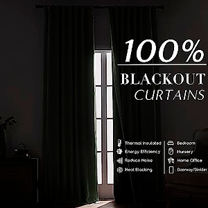 Sage Green Blackout Curtains 84 Inch Length 2 Panels Set for Bedroom Linen Aesthetic Boho Greyish Light Green Window Room Darkening Curtains for Living Room Kids Boys Room,Back Tab Pleated,84 In Long