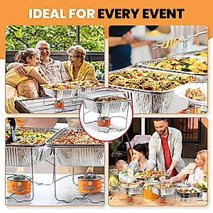 Disposable Chafing Dish Buffet Set, Foldable Rack for Storage Convenience, 6 Half Size Pans (9x13) Food Warmers for Parties & BBQ's, Catering Buffet Servers and Warmers Set for Indoor/Outdoor Events