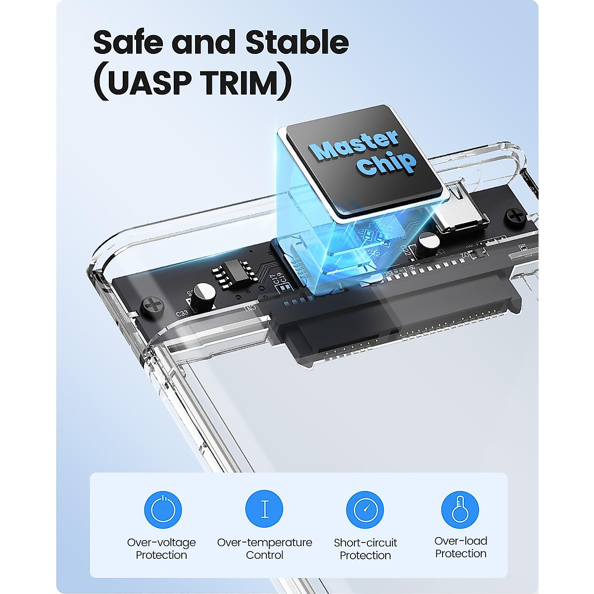 ORICO 2.5 inch Hard Drive Enclosure SATA to USB C 3.1 6Gbps External Hard Drive Case for 7/9.5mm HDD/SSD Support UASP Up to 6TB -2139C3-CR