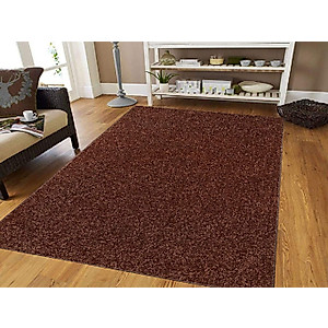 Home Queen Solid Color Custom Size Runner Area Rug Chocolate, 4' x 8', Stain Resistant, Living Room, Pet-Friendly and Stylish, Machine-Made, Wedding Occasions