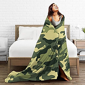 Fiokroo Camouflage Military Fleece Blanket Lightweight Cozy Ultra-Soft Throw Blanket Army Camo Microfiber Blankets All Seasons for Home Bedroom Couch Sofa Travel 40x50 Inch