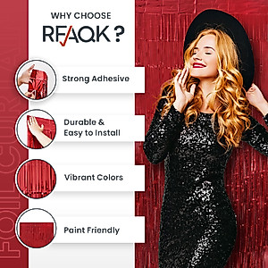 RFAQK 2Pack 3.30x8.20 Feet Red Foil Fringe Curtains -Red Fringe Backdrop, Tinsel Streamers Party Decorations for Birthday, Red Backdrop for Baby Shower, Gender Reveal, Disco Party and Graduation Decor