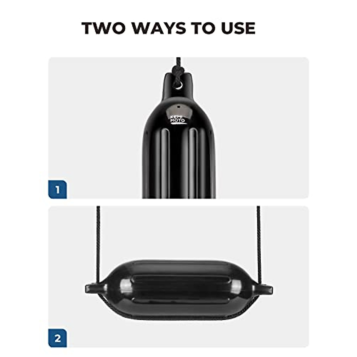 KEMIMOTO Boat Fenders Boat Bumpers for 15-35ft Boat, 4 Pack Inflatable Boat Fenders Bumpers with 4 Ropes, Boat Bumpers for Docking, Black