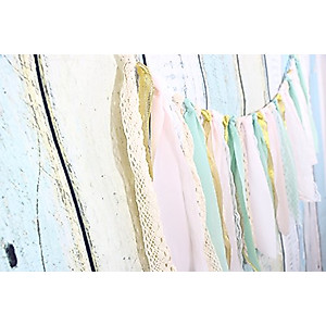Lace Tassel Garland Fabric Garland Rag Tie Garland Shabby Chic Blush Banner Wedding Backdrop Wedding Decor Baby Shower Party Decor Home Decor Wall Hanging Boho Decor Fall Decor Birthday Banner
