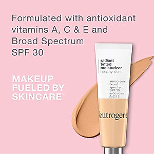 Neutrogena Healthy Skin Radiant Tinted Facial Moisturizer with Broad Spectrum SPF 30 Sunscreen Vitamins A, C, & E, Lightweight, Sheer, & Oil-Free Coverage, Sheer Fair 20, 1.1 fl. oz