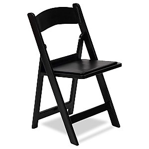 EventStable Titan PRO Resin Folding Chair - Black Indoor/Outdoor Lightweight Folding Chair - Vinyl Padded Folding Chair for Weddings Parties Events - 4 Pack