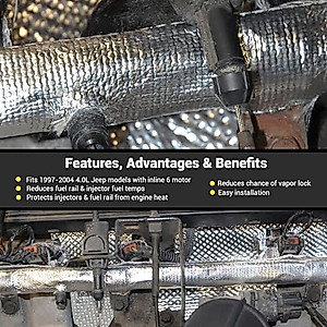 DESIGN ENGINEERING Fuel Rail & Injector Cover Kit for Jeep (1997-2004, 4.0L Engine) - Our Accessories Reduce Vapor Lock & Keep Fuel Injectors & Rails Cooler