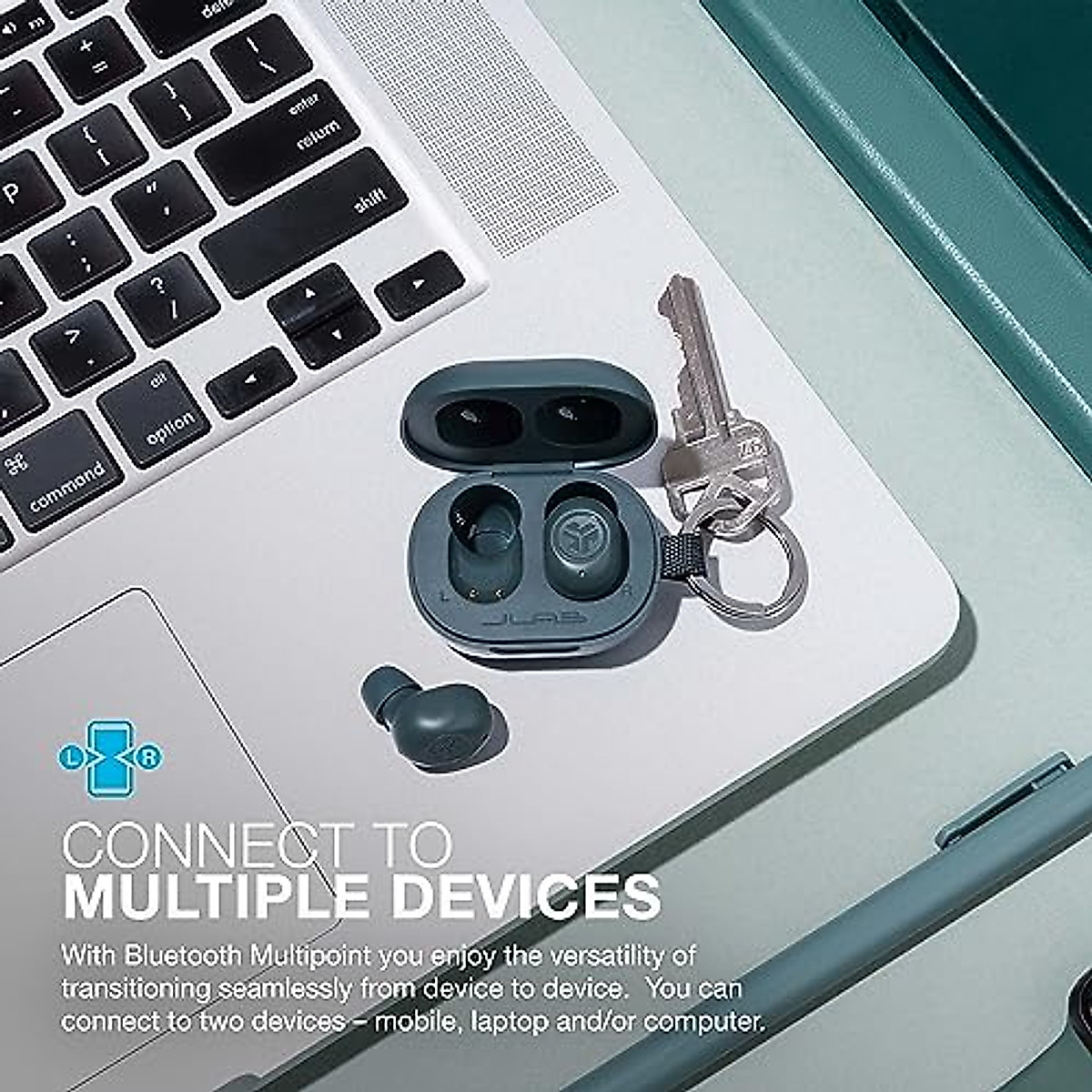 JLab JBuds Mini True Wireless Bluetooth Earbuds + Charging Case, Sage, IP55 Sweat and Dust Proof, Bluetooth Multipoint, Be Aware Audio, 3 EQ Sound Settings, Crystal Clear Calls