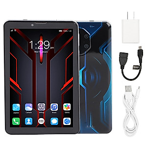 PUSOKEI Android Tablet, 7in 1080P IPS Touch Screen, 4GB RAM 32GB ROM, MT6592 8 Cores CPU, HD Dual Camera, Bluetooth 5.0, Dual Band WiFi, Dual SIM Slot, 6000mah Battery(Bright Blue)