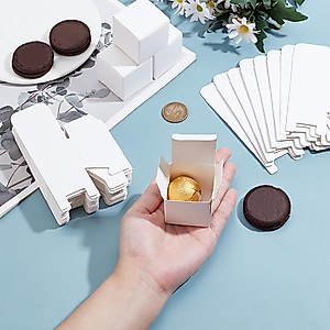 PH PandaHall Kraft Paper Box, Mini White Paper Gift Packaging Box with Lid Soap Box Foldable Cardboard Earring Ring Small Jewelry Favor Treat Candy Boxes for Birthday Wedding, 30 Pack 1.5x1.5x1.5inch