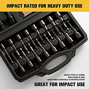 Magnetic Hex Nut Driver Kit, YSJOYTOOL 33-Piece Power Nut Driver Bit Set for Impact Drill with Drill Bit Extension & Adapter, 1/4" Quick-Change Hex Shank | SAE & Metric | Cr-V Steel