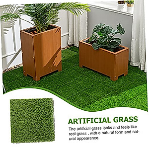 Yardwe 4pcs Synthetic Fake Grass Fake Lawn Grass Imitation Grass Fake Grass Rug Fake Green Dog Grass Mats Fake Lawn Mat Interlocking Turf Tiles Grass Tile Mat Faux Rug Artificial Paver or
