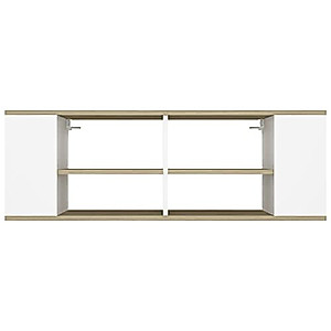 SLGSDMJ Bedroom, Living Room Storage Unit, Modern Entertainment Center Media Rack, Suitable for Living Room, Bedroom, Office, etc. Wall-Mounted TV Cabinet White and Sonoma Oak 40.2"x14"x14" Chipboard