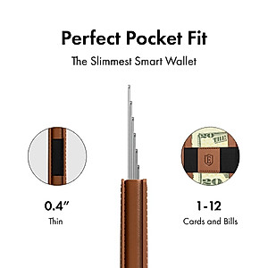 Ekster Parliament Men's Wallet | RFID Blocking Leather Minimalist Cardholder | Slim Wallet for Men - Designed for Quick Card Access with Push Button (Caramel)