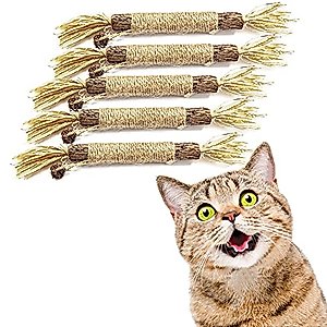 HomeDoReMi Cat Toy 5 Packs , King Size Cat Chew Toy, Kitten Teething Toys, Cat Chew Toys for Aggressive Chewers, Silvervine Chew Sticks for Cats, Catnip Sticks,Calm Cat Anxiety and Stress