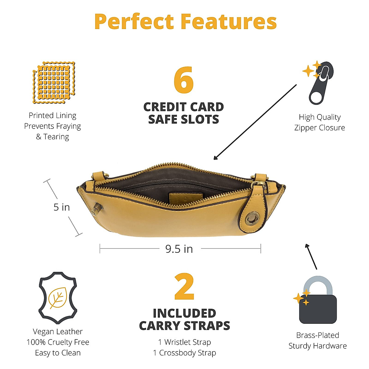 Joy Susan Women's Fashion Purse Mini Crossbody Wristlet Clutch Handbag - Butter