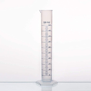 Labvida 2pcs of Plastic Measuring Cylinders, Vol.500ml, PP Material with Blue Printed Graduation, LVF001