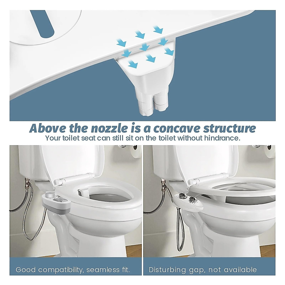 Bathroom Bidet Toilet Fit for Seat Attachment Toilet Bidet Sprayer Ultra-Thin 3 Funtions Ass Bidet Shower Hygienic Wash Bathroom Shower Head (Color : Chrome, Size : 1)