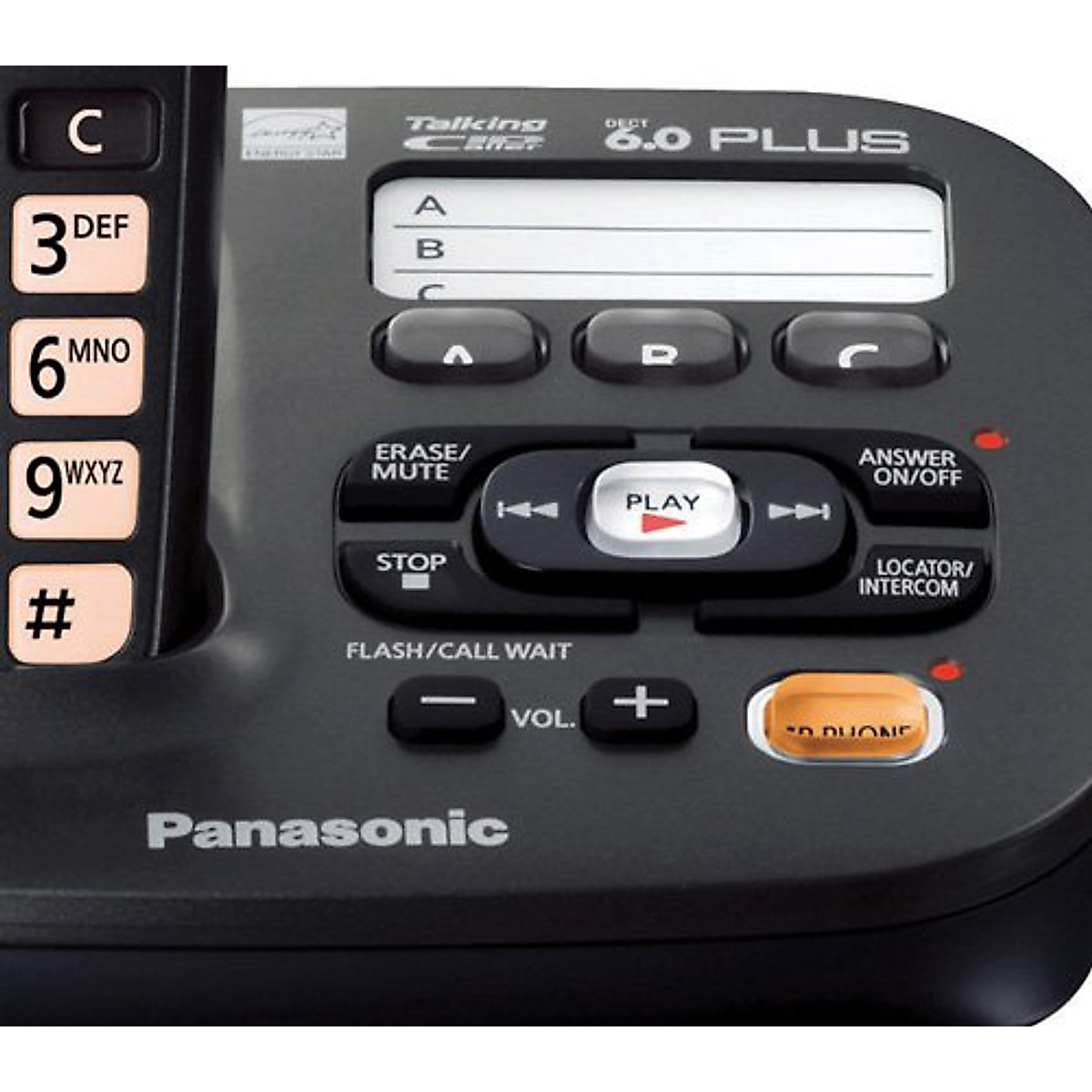 Panasonic DECT 6.0 Plus Cordless Amplified Phone with Digital Answering System Expandable to 6 Handsets Talking Caller ID – 2 Handsets Included (KX-TG6592T),Titanium Black