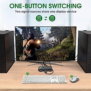4K KVM Switch HDMI 2 Port Box, USB HDMI KVM Switches for 2 Computers Share Keyboard Mouse Printer and one HD Monitor, Support UHD 4K@60Hz, with 2 USB Cables and 2 HDMI Cables…