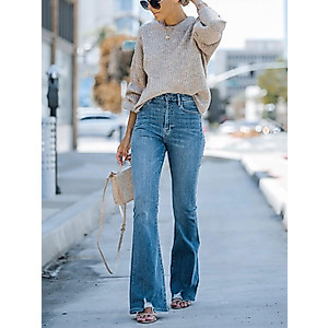 KUNMI Women's Flare Bell Bottom Jeans High Waisted Wide Leg Bootcut Jeans Stretchy Denim Pants